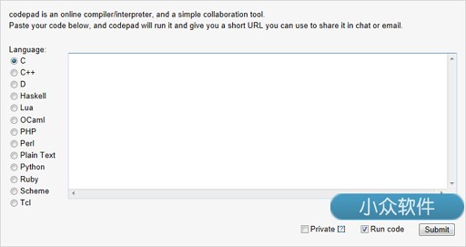 codepad - 又一款简单在线 IDE 编辑器 - 小众软件
