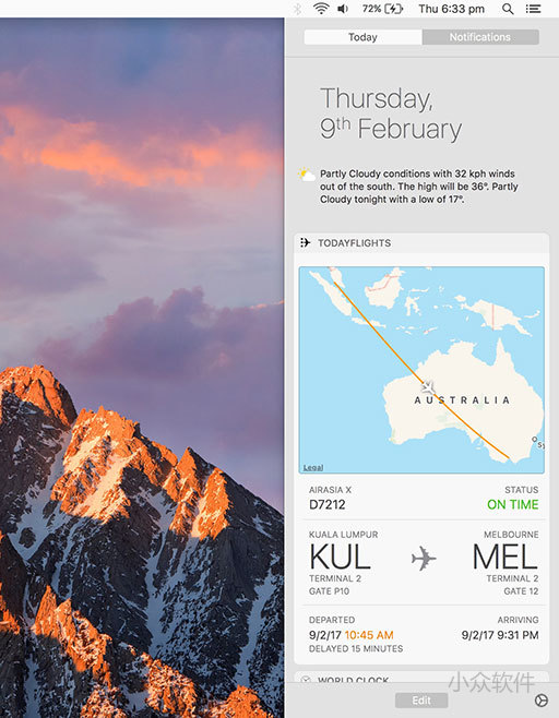 TodayFlights - 在 macOS 通知中心的追踪航班状态 - 小众软件