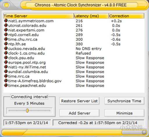 Chronos Atomic Clock Synchronizer - 自动同步系统时间 - 小众软件