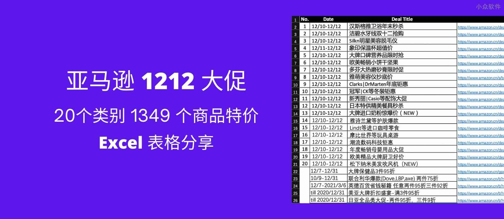 亚马逊 1212 大促，重点活动预告：20 个类别 1349 个商品特价 - 小众软件