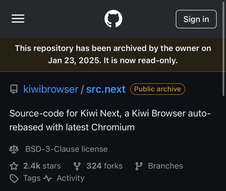 Kiwi 浏览器源代码已存档，Play 商店下架，2025年1月后将不再维护 - 小众软件