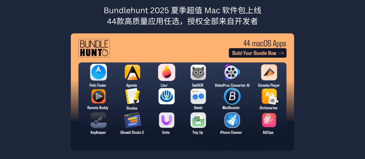 Bundlehunt 2025 夏季超值 Mac 软件包上线：44 款高质量应用自选，授权全部来自开发者 - 小众软件