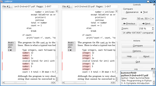 DiffPDF - PDF 文档对比软件 - 小众软件