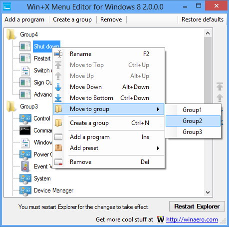 Win+X Menu Editor - Win8 的快捷菜单编辑器 - 小众软件